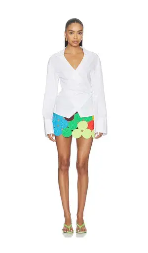 SIMONMILLER Anya Poplin Wrap Top In White
