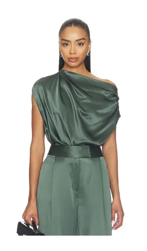 THE SEI Draped Top In Dark Green