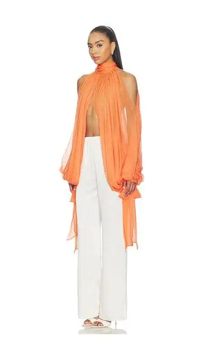 Prabal Gurung Tie-neck Cropped Cocoon Blouse
