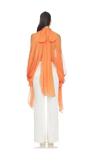 Prabal Gurung Tie-neck Cropped Cocoon Blouse