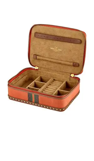 Wolf Ida Travel Zip Jewelry Case With Handle - Orange
