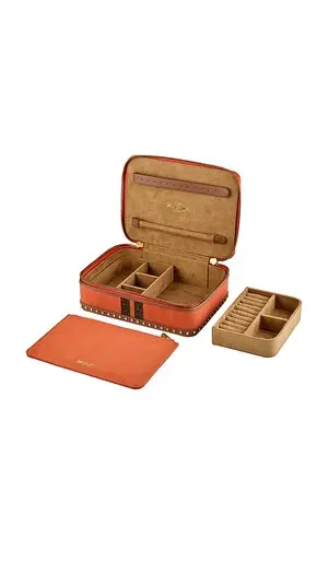 Wolf Ida Travel Zip Jewelry Case With Handle - Orange