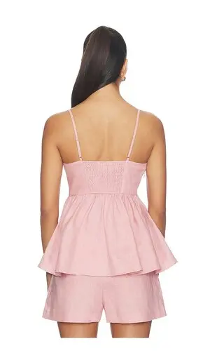 Yumi Kim Linen Top With Floral Applique