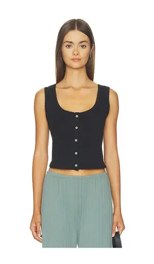 LESET Pointelle Button Down Tank