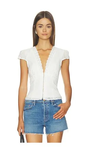 MORE TO COME Divya Eyelet Detail Top