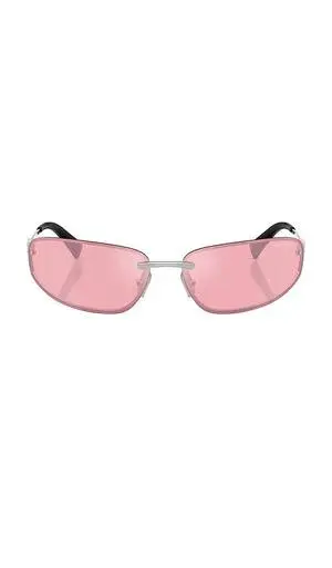 Miu Miu Oval Sunglasses - Metallic Silver