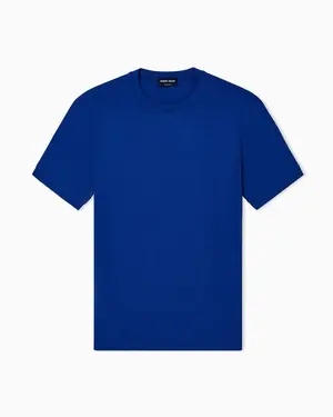 Giorgio Armani Crew-neck T-shirt In Stretch Viscose Jersey - Blue