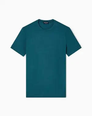 Giorgio Armani Crew-neck T-shirt In Stretch Viscose Jersey - Green