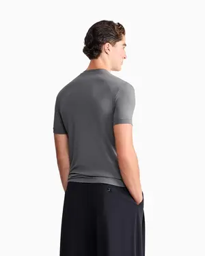 Giorgio Armani Crew-neck T-shirt In Stretch Viscose Jersey - Grey