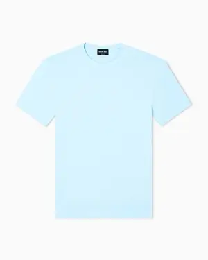 Giorgio Armani Crew-neck T-shirt In Stretch Viscose Jersey - Light Blue