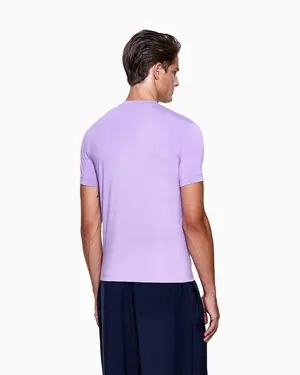 Giorgio Armani Crew-neck T-shirt In Stretch Viscose Jersey - Pink