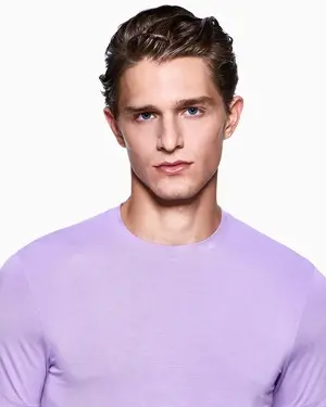 Giorgio Armani Crew-neck T-shirt In Stretch Viscose Jersey - Pink