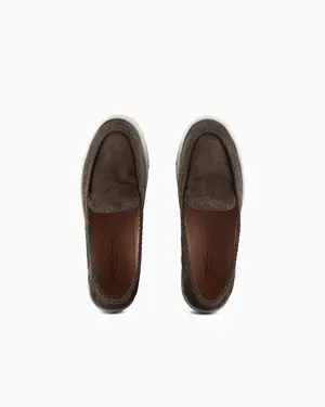 Giorgio Armani Suede Slip-ons With Visible Stitching - Brown