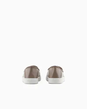 Giorgio Armani Slip Shoe In Leather With Visible Stitching