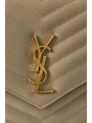 Saint Laurent Monogramme Quilted Textured-leather Pouch