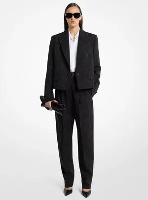 Michael Kors Spencer Pinstriped Sequin Stretch Wool Blazer