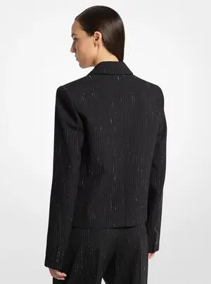 Michael Kors Spencer Pinstriped Sequin Stretch Wool Blazer