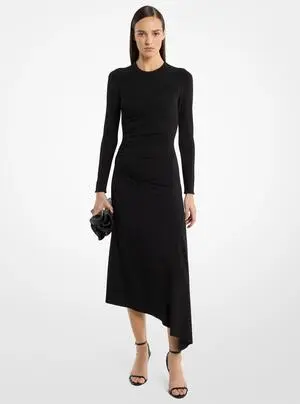 Michael Kors Stretch Matte Jersey Asymmetrical Dress - Black