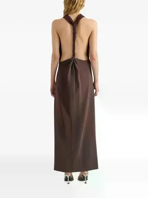 Proenza Schouler Selena Twist Back Dress In Matte Double Crepe - Brown