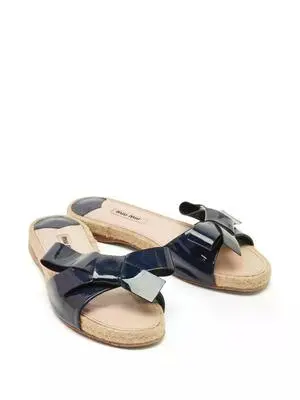 Miu Miu Patent Leather Bow Detail Espadrille Flats