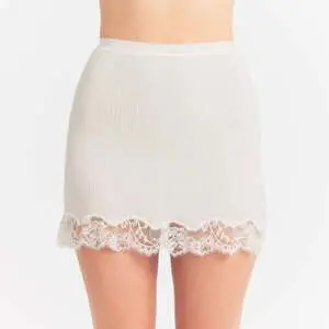 SKIMS Rib Knit Lace Mini Skirt