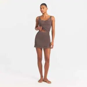 SKIMS Lace Mini Skirt | Deep Neutral | | Rib Knit