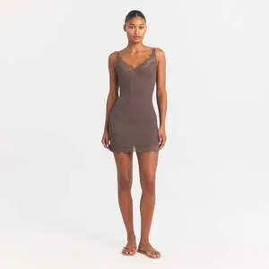 SKIMS Lace Mini Dress | Deep Neutral | | Rib Knit - Amethyst