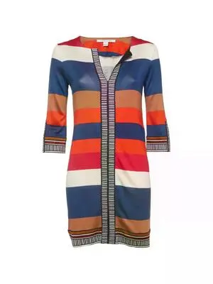 Diane Von Furstenberg Striped V-neck Silk Mini Dress