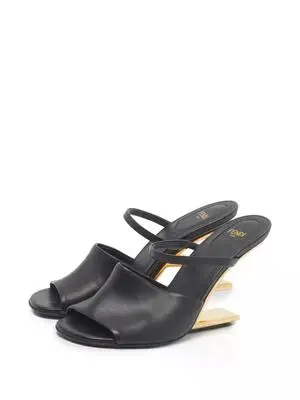 Fendi First Leather Heeled Sandals - Black