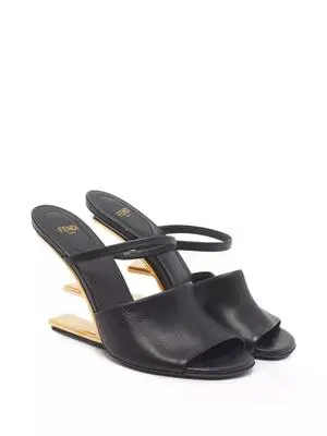 Fendi First Leather Heeled Sandals - Black