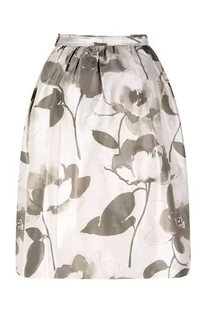 GUNDA HAFNER LTD Neutrals Cream Snd Taupe Floral Silk Skirt - White