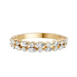 AYA FINE JEWELRY Aya Fine Jewelry 0.44 Ctw Marquise Cut Lab Diamond & Amethyst Half Eternity Band In 14k Gold