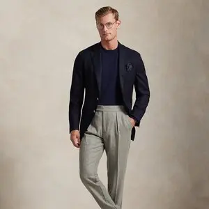 Ralph Lauren Pleated Wool Flannel Trouser - Light Grey