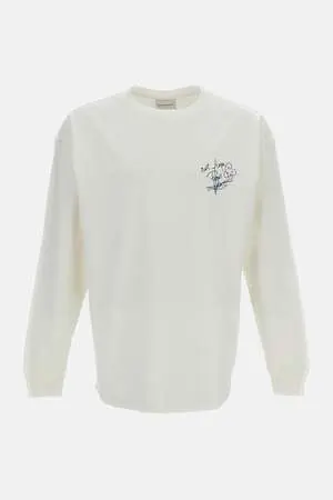 Drole De Monsieur Esquisse Slogan T-shirt Maniche Lunghe - Bianco