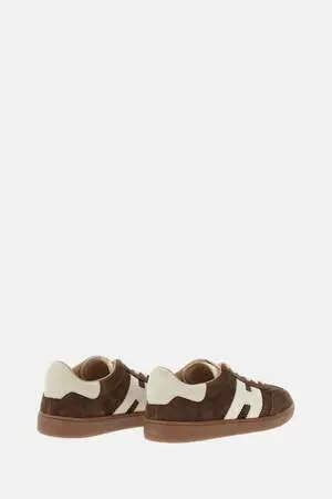 Hogan Cool Lace-up Sneakers In Leather And Fabric - Marrone