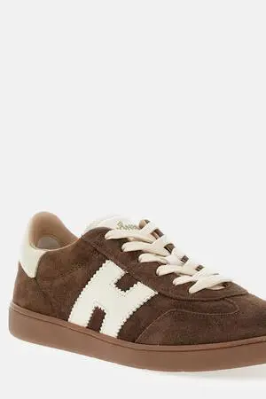 Hogan Cool Lace-up Sneakers In Leather And Fabric - Marrone