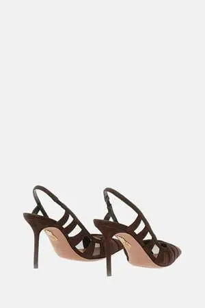 AQUAZZURA Screen Pump 85 Suede Slingback Heels