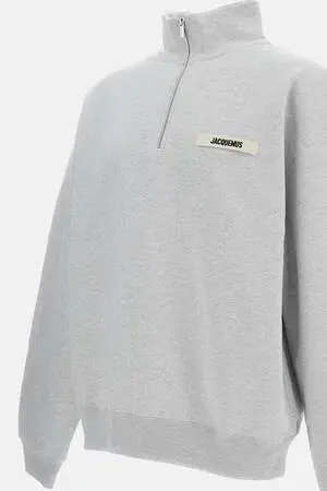 Jacquemus Grosgrain Logo Zip Sweatshirt - Grigio