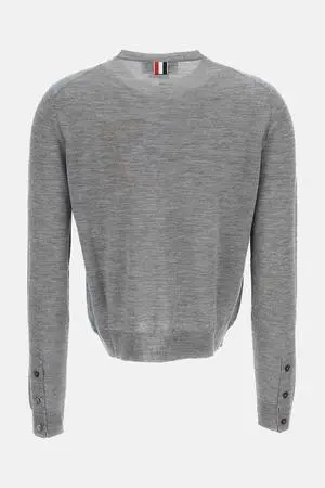 Thom Browne Cashmere And Silk Knit Cardigan With Nantucket Print - Grey