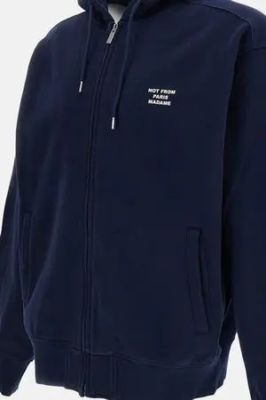 Drole De Monsieur Slogan Zip Hoodie - Blu