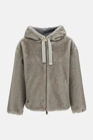 Herno Faux Fur Bomber Jacket - Grey
