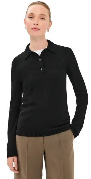 THE ELDER STATESMAN Laurel Cashmere Polo Sweater