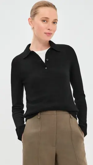 THE ELDER STATESMAN Laurel Cashmere Polo Sweater