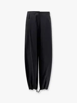 ALYSI Modal Trousers With Drawstring Detail - Black