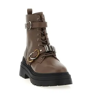 Pinko Buckle-strap Lace-up Boots