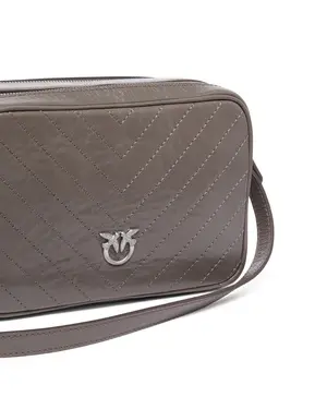Pinko Medium Chevron Leather Camera Bag With Strap