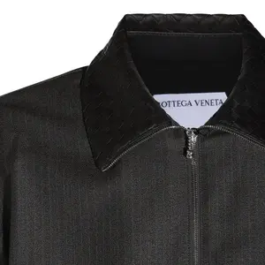 Bottega Veneta Striped Pattern Blouson Jacket - Desert/gray Blend