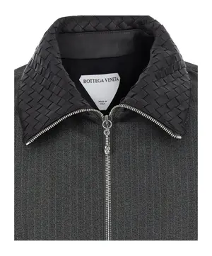 Bottega Veneta Striped Pattern Blouson Jacket - Desert/gray Blend