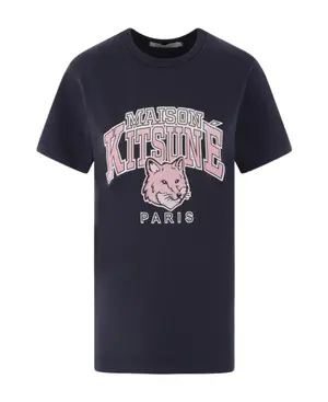Maison Kitsuné Logo Printed Crewneck T-shirt - Black