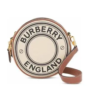 Burberry Round Logo Print Shoulder Bag - Nude